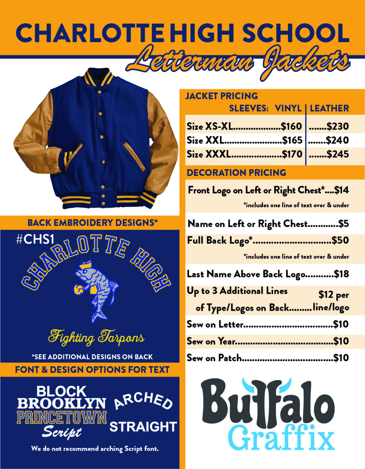 Letterman Jackets - Buffalo Graffix